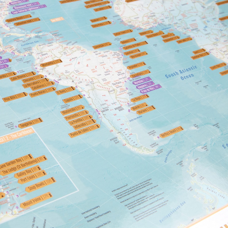 Scratch the World® Surf Map - Surfing Poster Gift, Surf Art Print ...