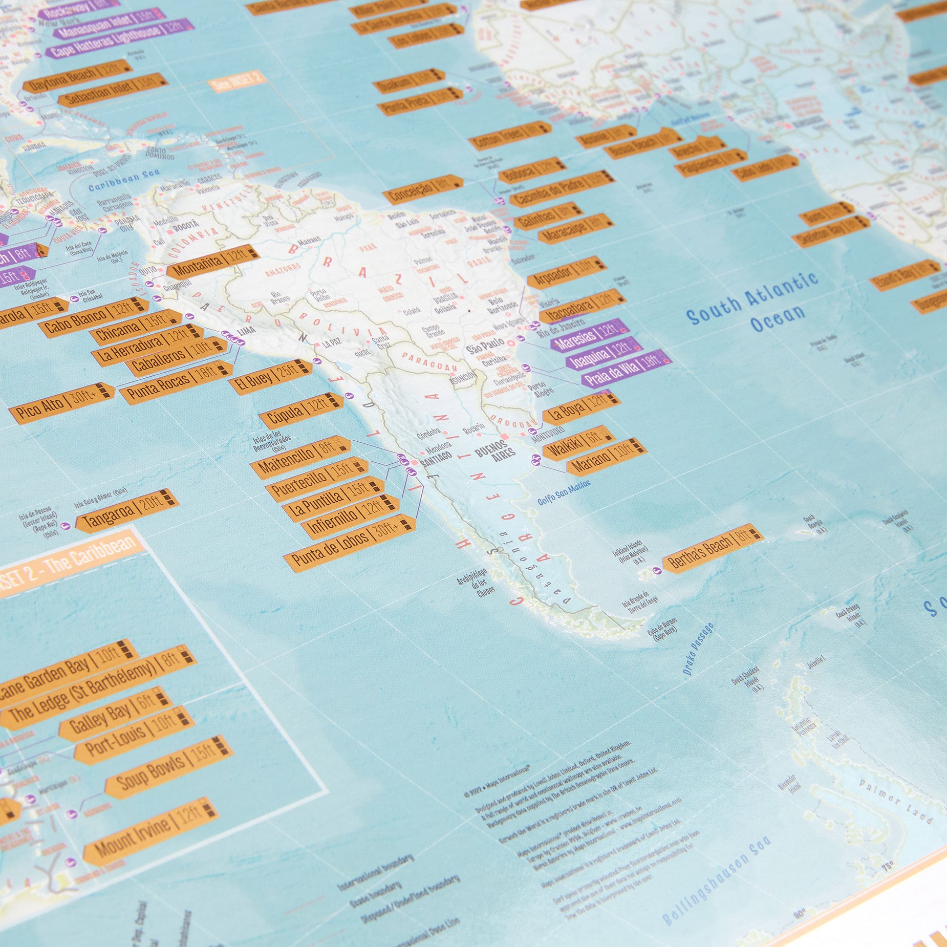 Scratch the World® Surf Map - Surfing Poster Gift, Surf Art Print ...