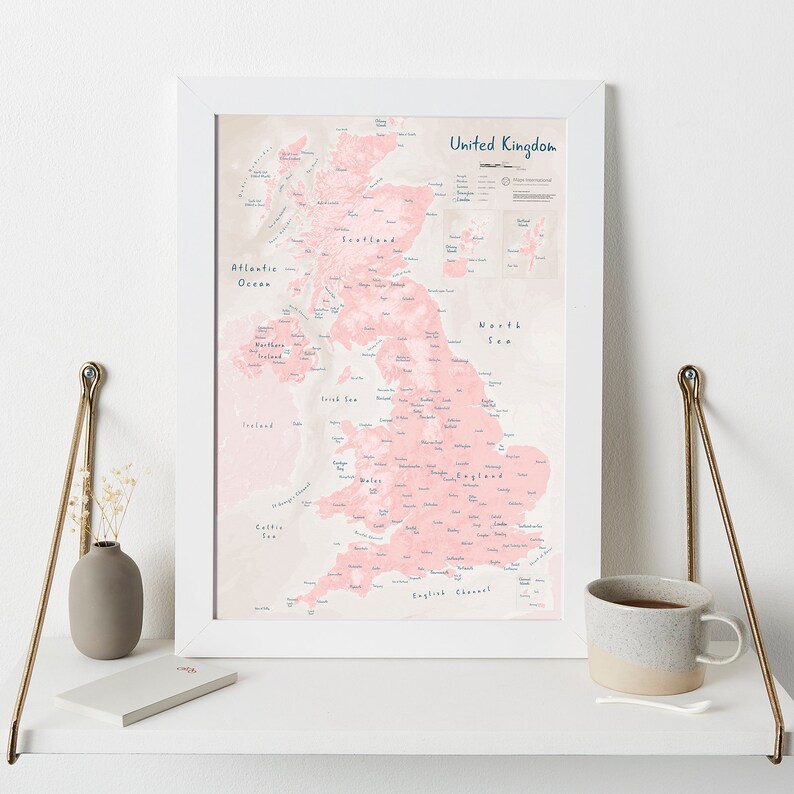 UK Map Art Print – Modern Home Decor, Colorful Cartography - Etsy