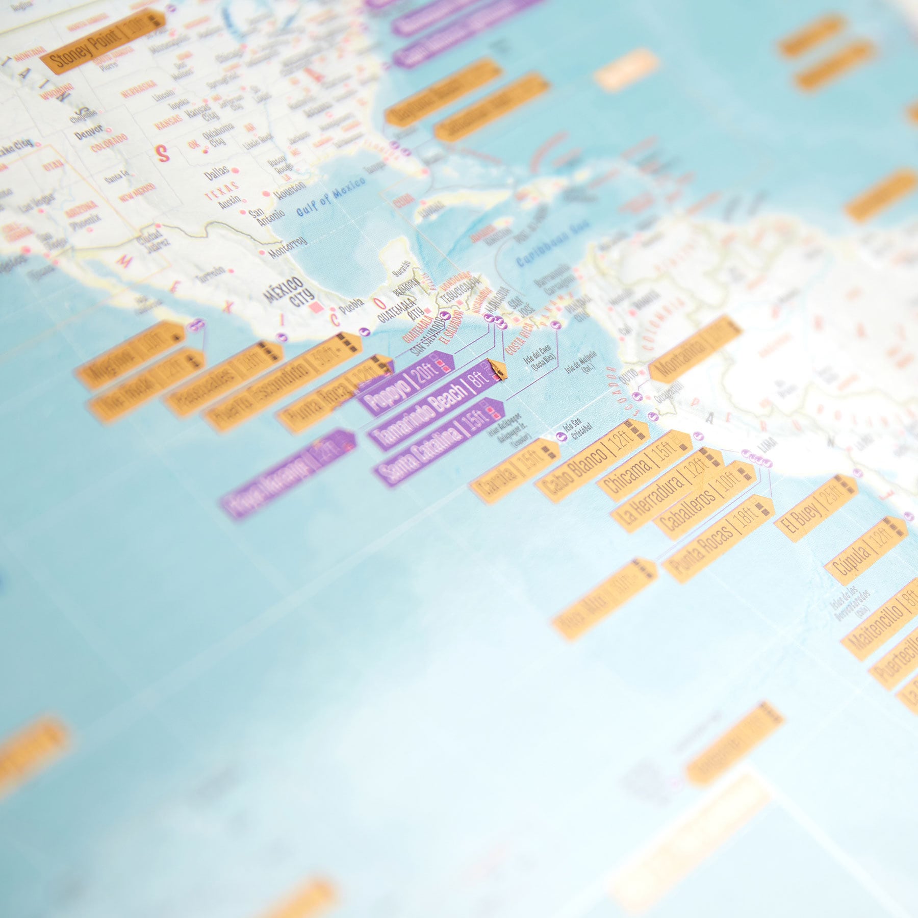 Scratch the World® Surf Map - Surfing Poster Gift, Surf Art Print ...