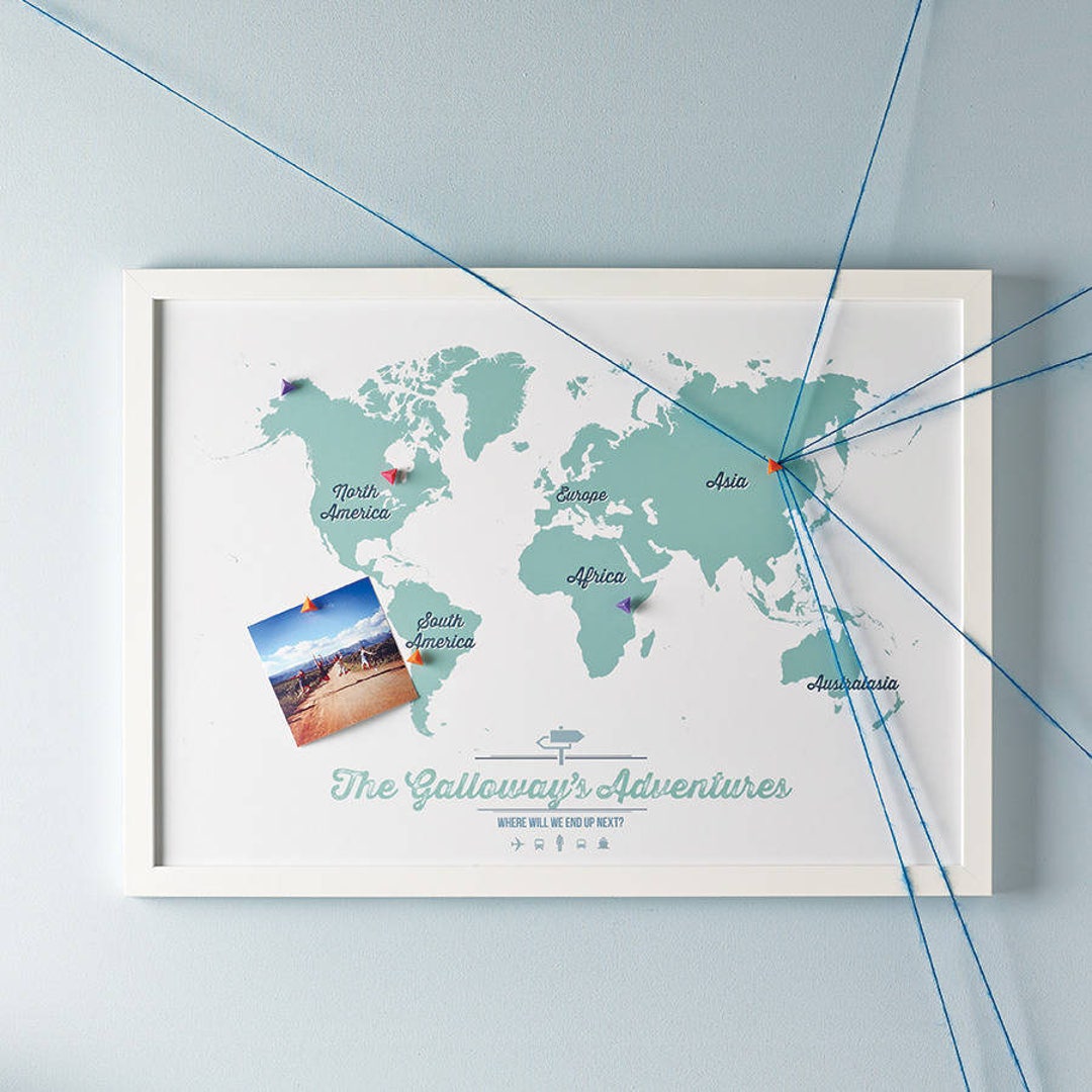 Personalised World Travel Map - World, Personalised,gift,wall Décor,map ...