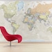 Giant Classic World Map Mural - Home Decor, Push Pin Map, World Map ...