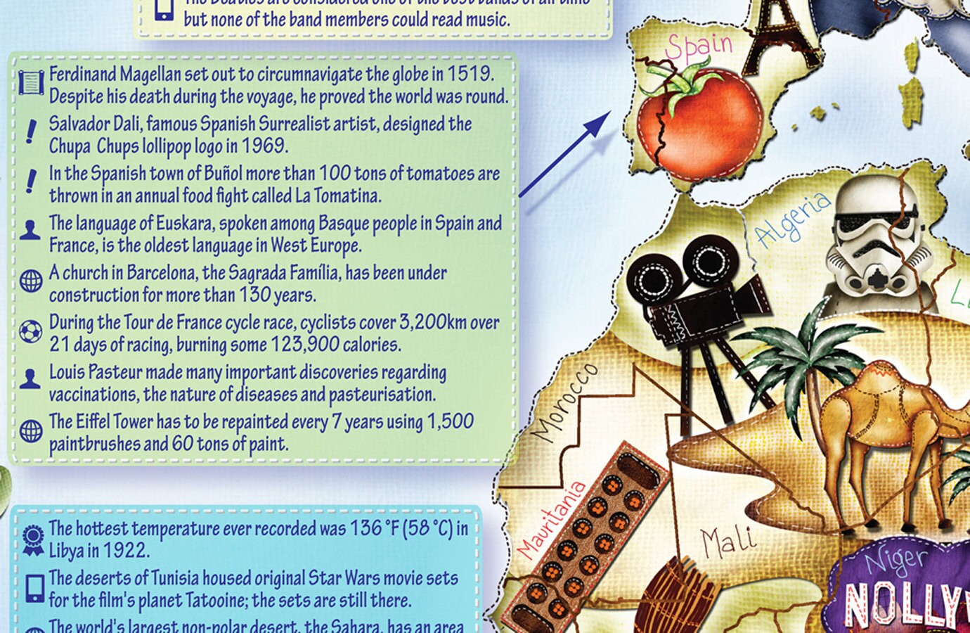 Illustrated Trivia World Map Wall Map Children's Map - Etsy