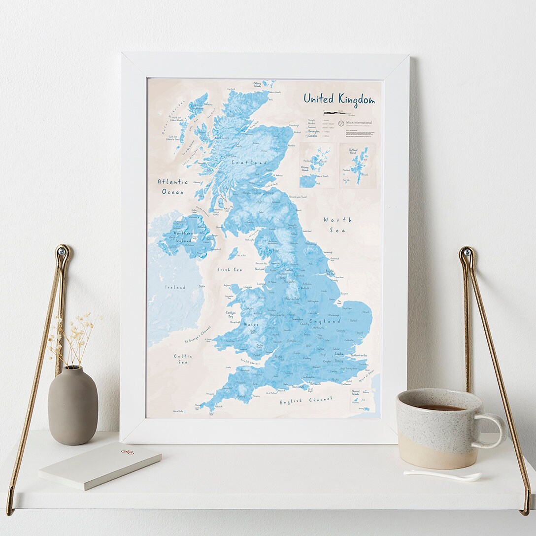 UK Map Art Print – Modern Home Decor, Colorful Cartography - Etsy