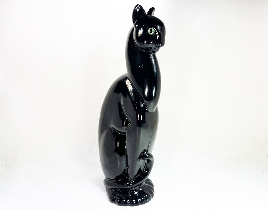 Vintage Royal Haeger Winking Black Cat Figurine Statue Ceramic MCM ...