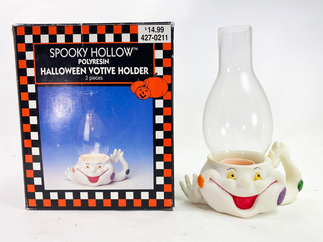 Vintage Spooky Hollow Ghost Halloween Votive Holder Tea Light - Etsy