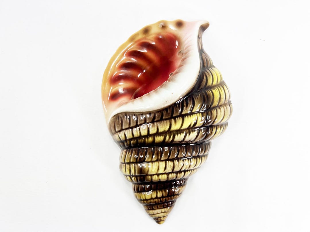 Vintage Ceramic Wall Pocket Vase Seashell Ocean Decor Wall Hanging ...