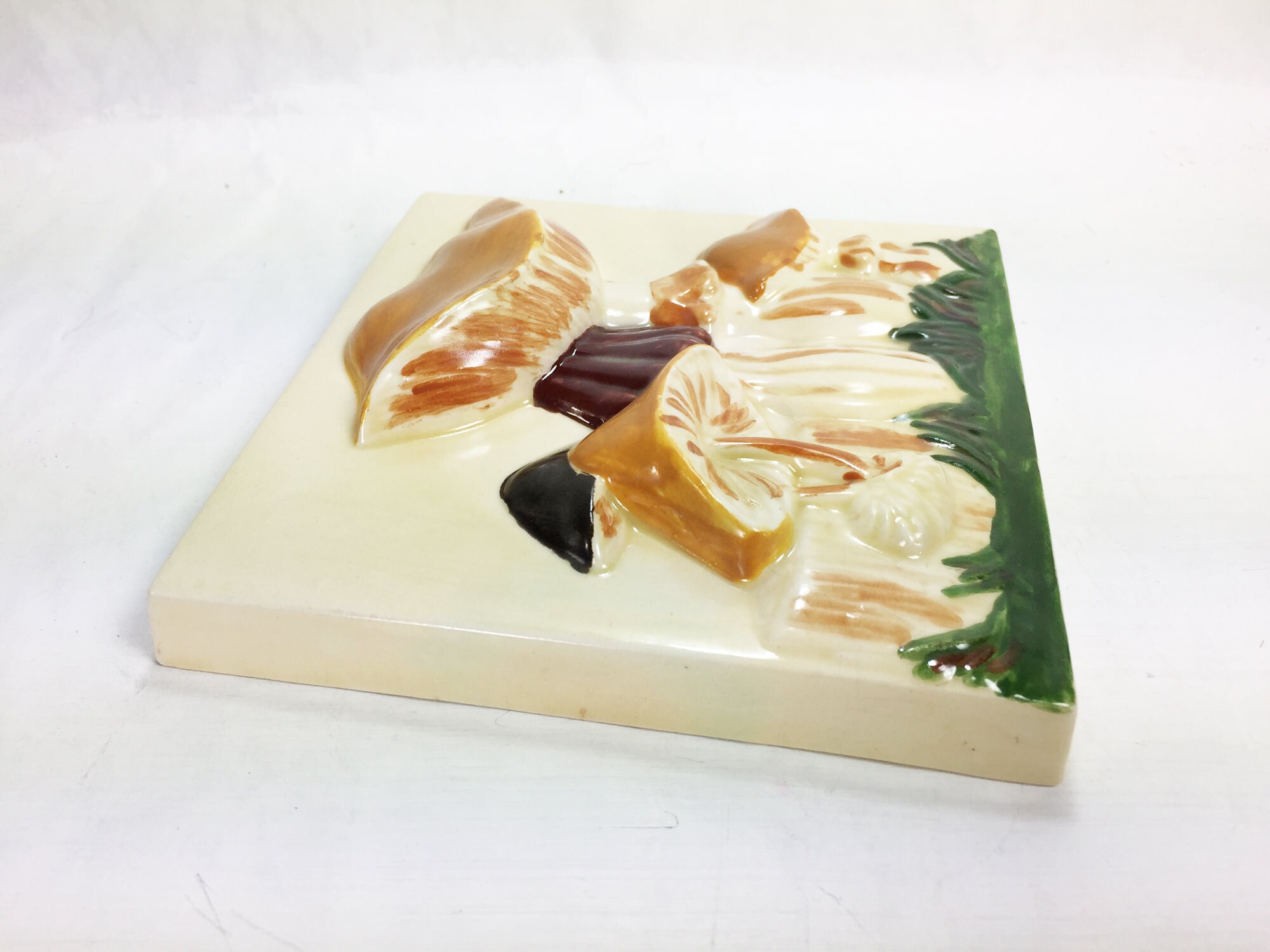 Vintage Mushroom Ceramic Wall Hanging Tile Retro Mycology Mushrooms ...