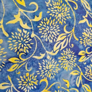 Blue and Yellow Floral Batik. Island Batik. Indonesian Batik. Floral ...