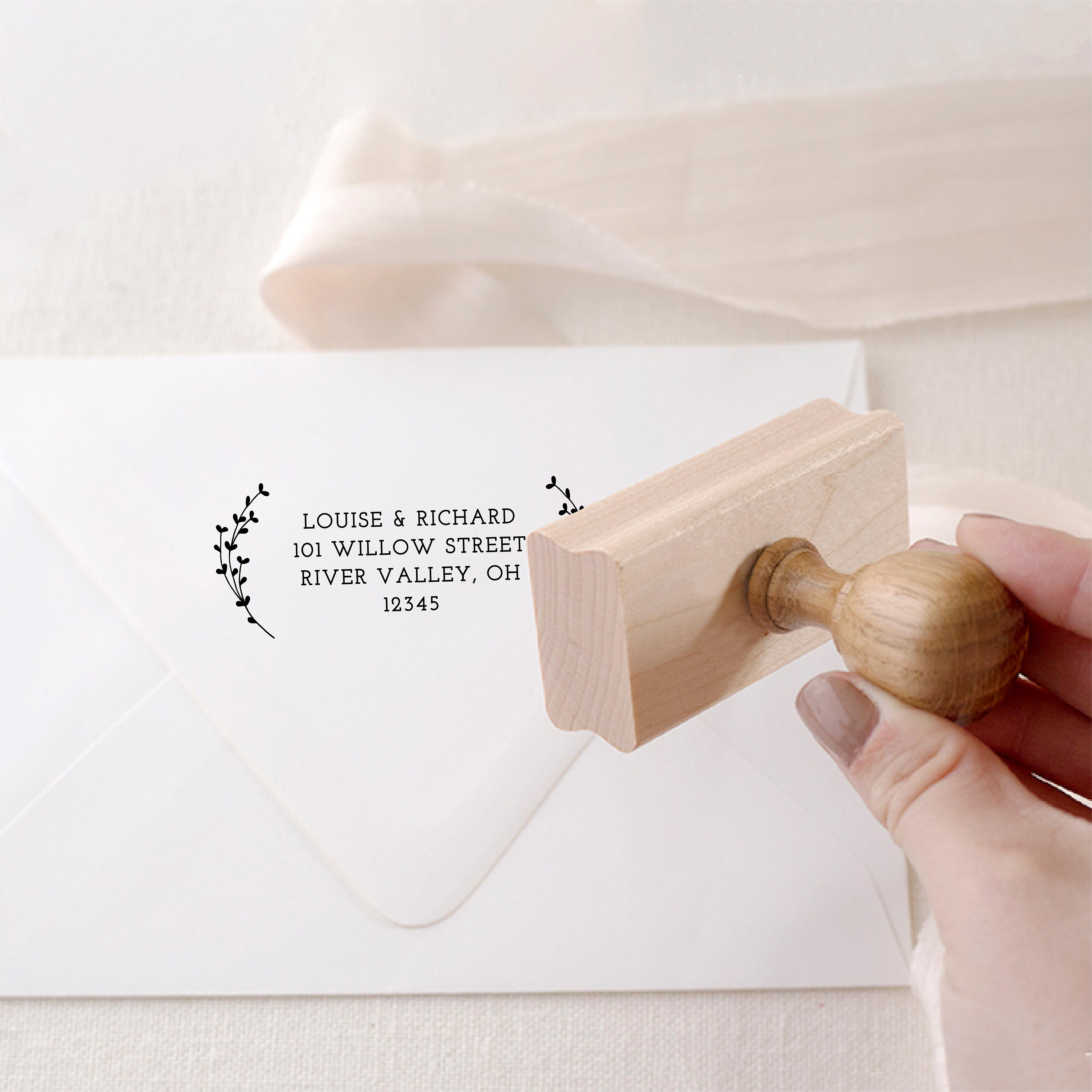 Return Address Rubber Stamp Wedding Address Stamp Laurel - Etsy