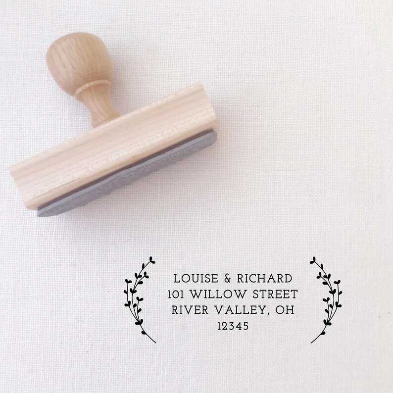Return Address Rubber Stamp Wedding Address Stamp Laurel | Etsy