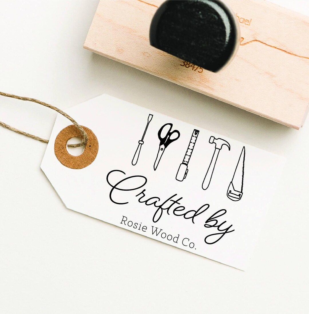 Crafted by Stamp, Self Inking Stamp, Etsy Shop Name Stamp, Custom ...