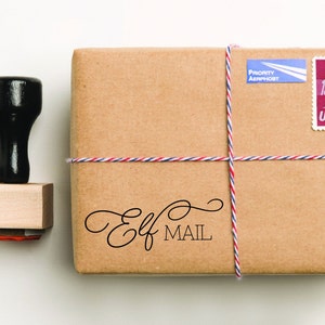 Elf Mail Rubber Stamp Holiday Rubber Stamp Gift Wrap Stamp | Etsy