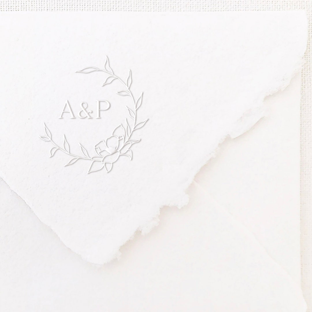 Floral Monogram Embosser Stamp, Wedding Embosser, Floral Embosser ...