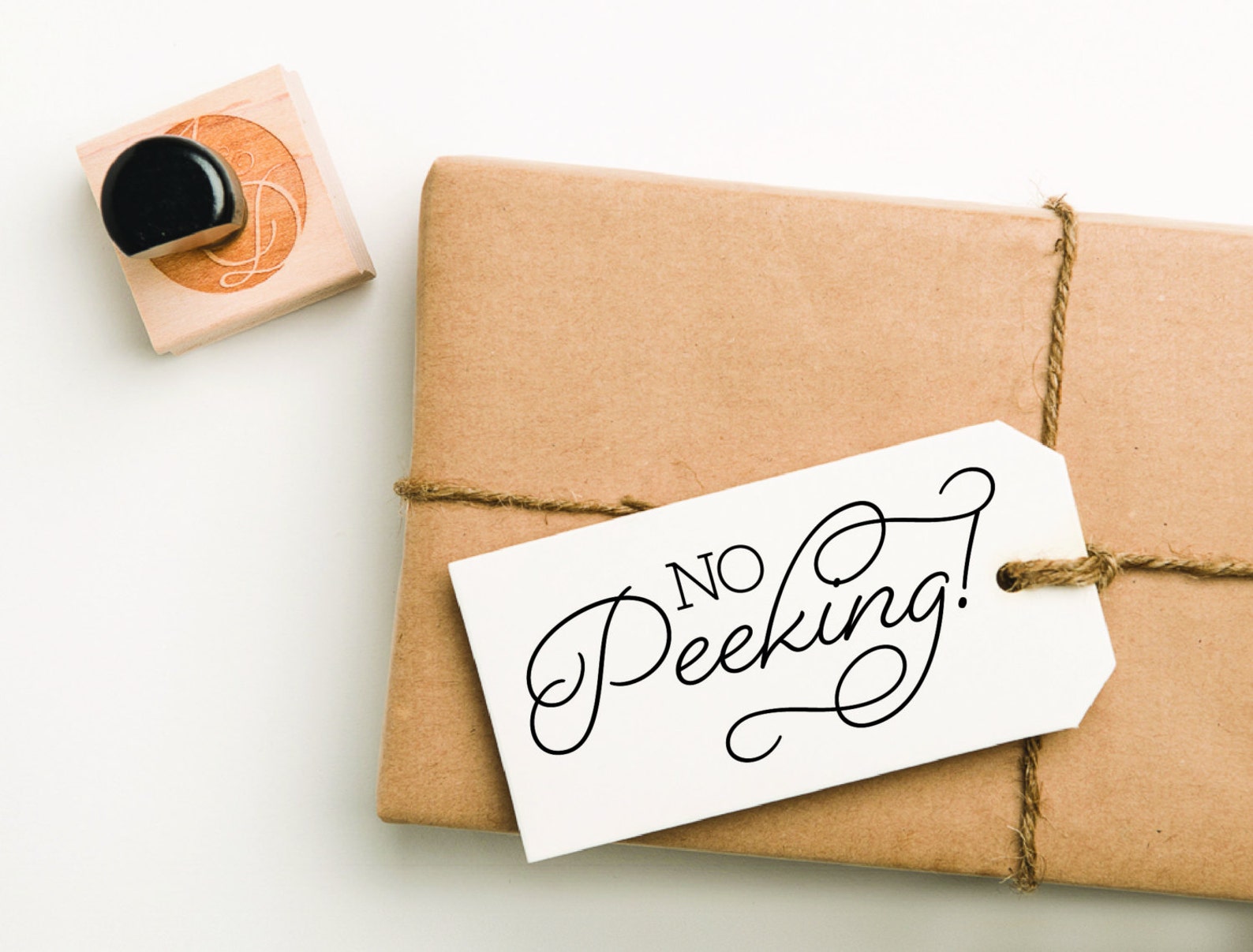 No Peeking Rubber Stamp, Christmas Stamp, Gift Wrap Stamp, Holidays ...