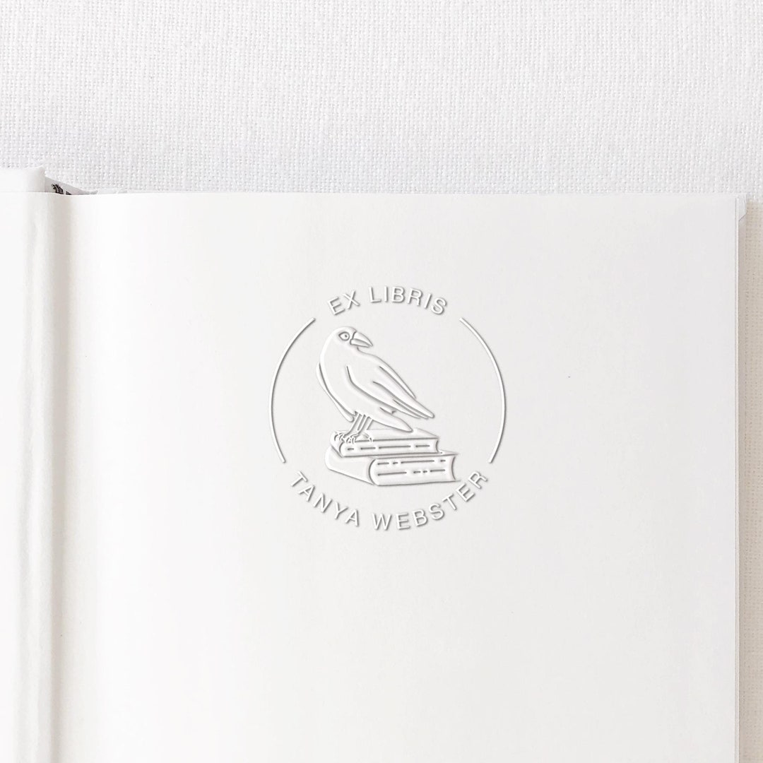 Custom Raven Book Embosser, Personalised Ex Libris Stamp for Fantasy ...