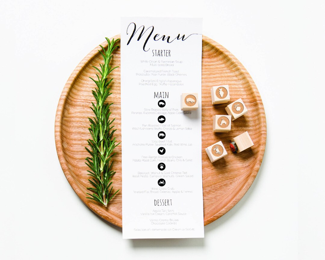 Menu Icon Rubber Stamp, Meal Choice Stamp, Menu Icon Stamps, Wedding ...