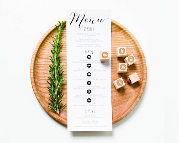 Menu Icon Rubber Stamp Meal Choice Stamp Menu Icon Stamps | Etsy