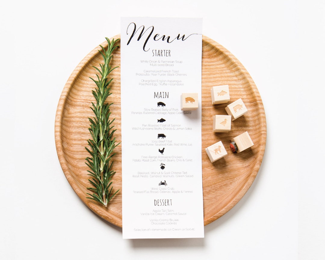 Menu Icon Rubber Stamp, Menu Rubber Stamps, Menu Icon Stamps, Wedding ...