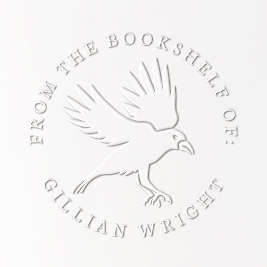 Raven Book Embosser, Custom Ex Libris Stamp for Fantasy Lovers ...