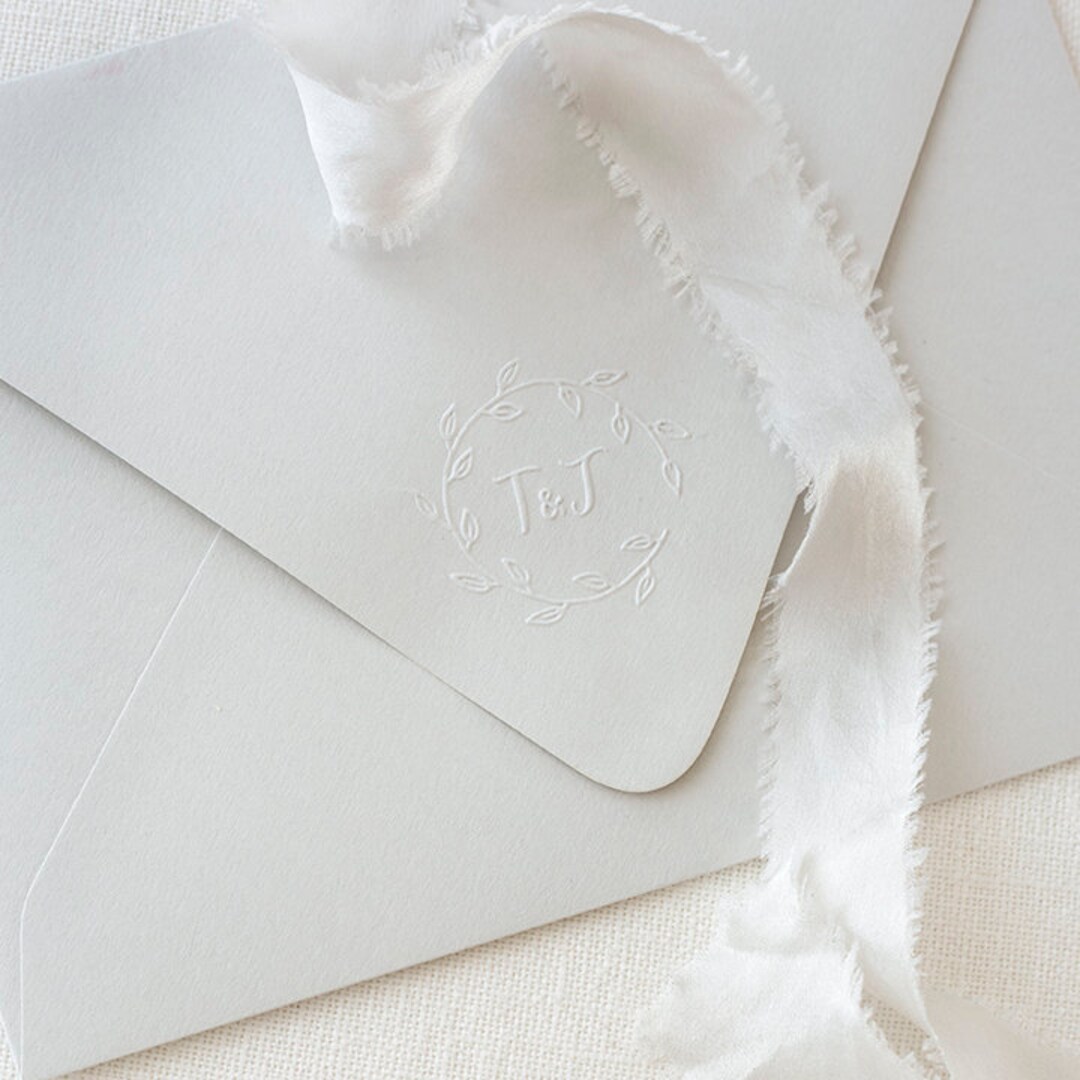 Wreath Monogram Embosser Stamp, Invitation Embosser, Custom Embosser ...