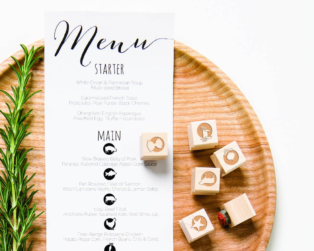 Meal Choice Stamps, Mini Menu Stamp, Food Stamp, Menu Icon Rubber Stamp ...