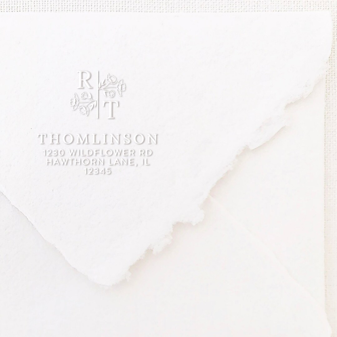 Custom Address Embosser Stamp, Envelope Embosser, Botanical Seal Stamp ...