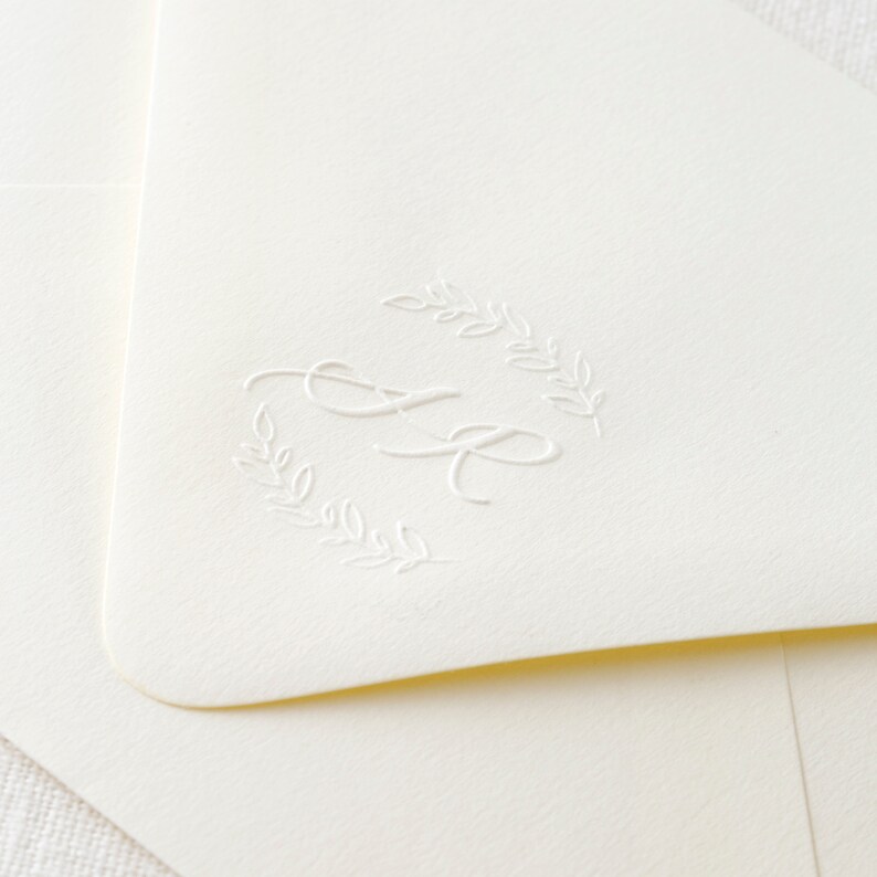 Laurel Monogram Embossing Stamp Custom Embossing Seal | Etsy