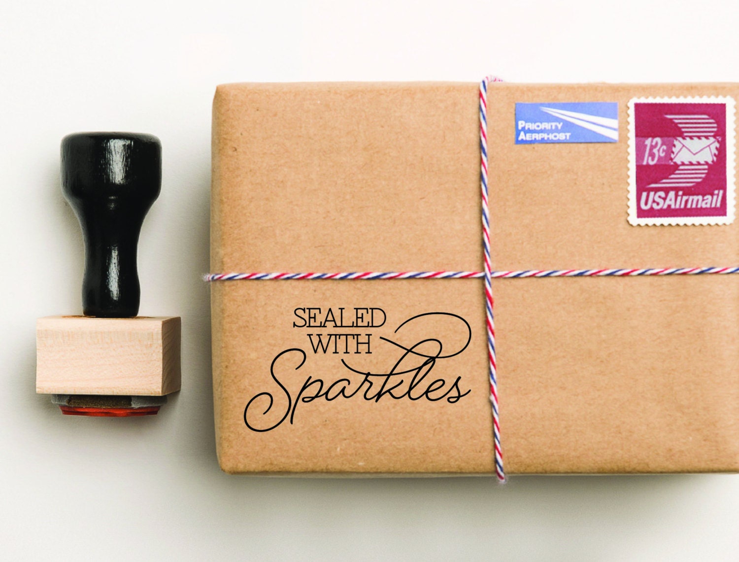 Sealed With Sparkles Rubber Stamp Gift Wrap Stamp Holiday - Etsy
