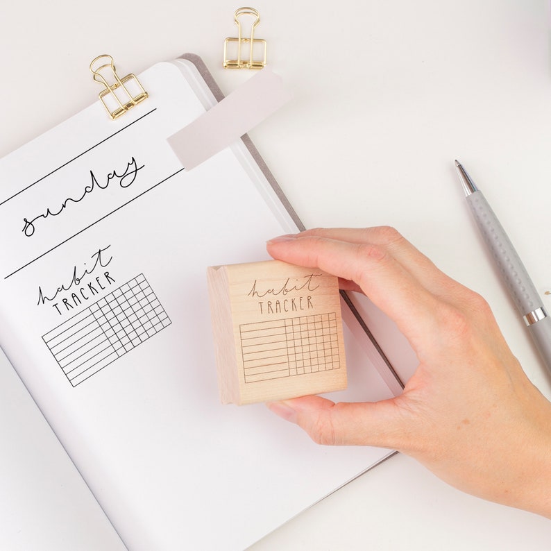 Journaling Stamp Habit Tracker Template Stamp Blank Planner - Etsy