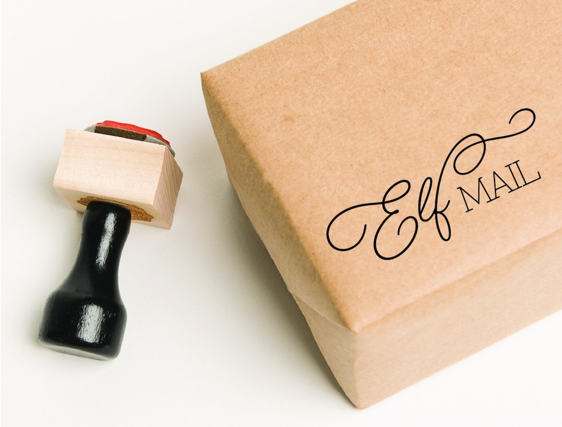 Elf Mail Rubber Stamp Holiday Rubber Stamp Gift Wrap Stamp | Etsy