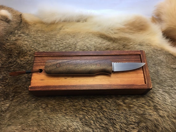 Hand Made Wood Carving/whittling Knife 1084 Steel Walnut - Etsy