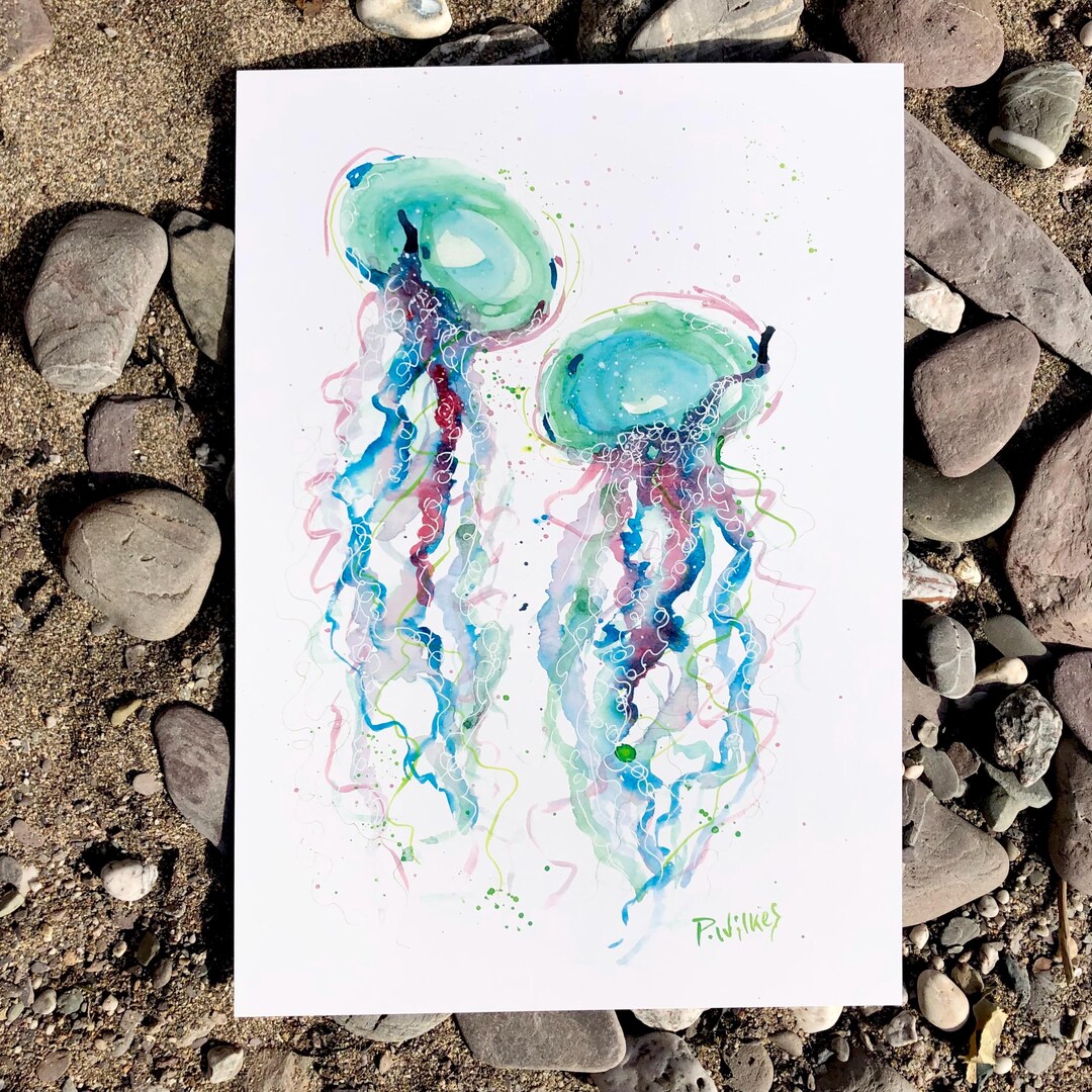 Jellyfish Art Print | Ocean Art | Art Print | Abstract Art | Ocean ...