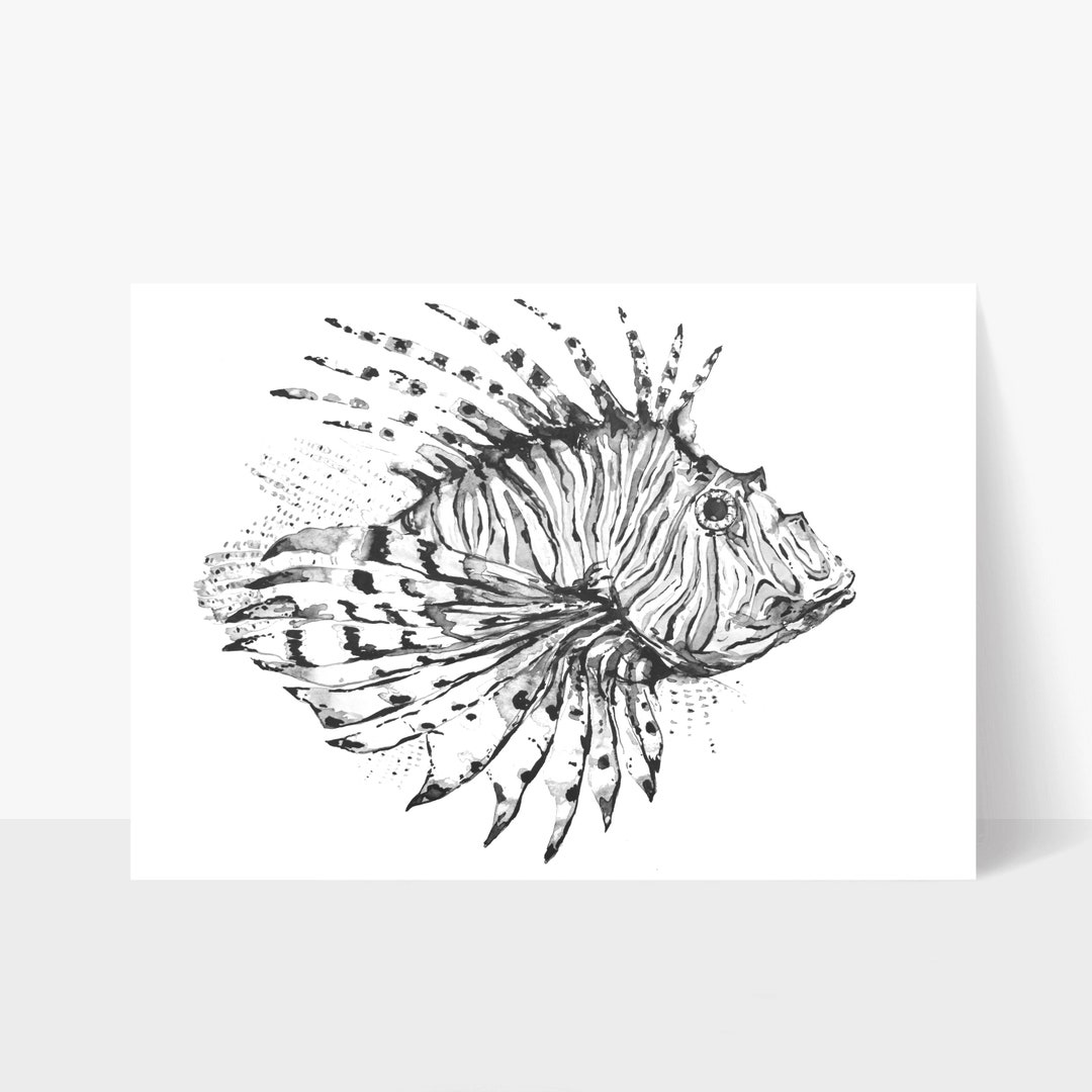 Lion Fish Print, Ocean Print, Ocean Art, Cornish Art, Coastal Home, New ...