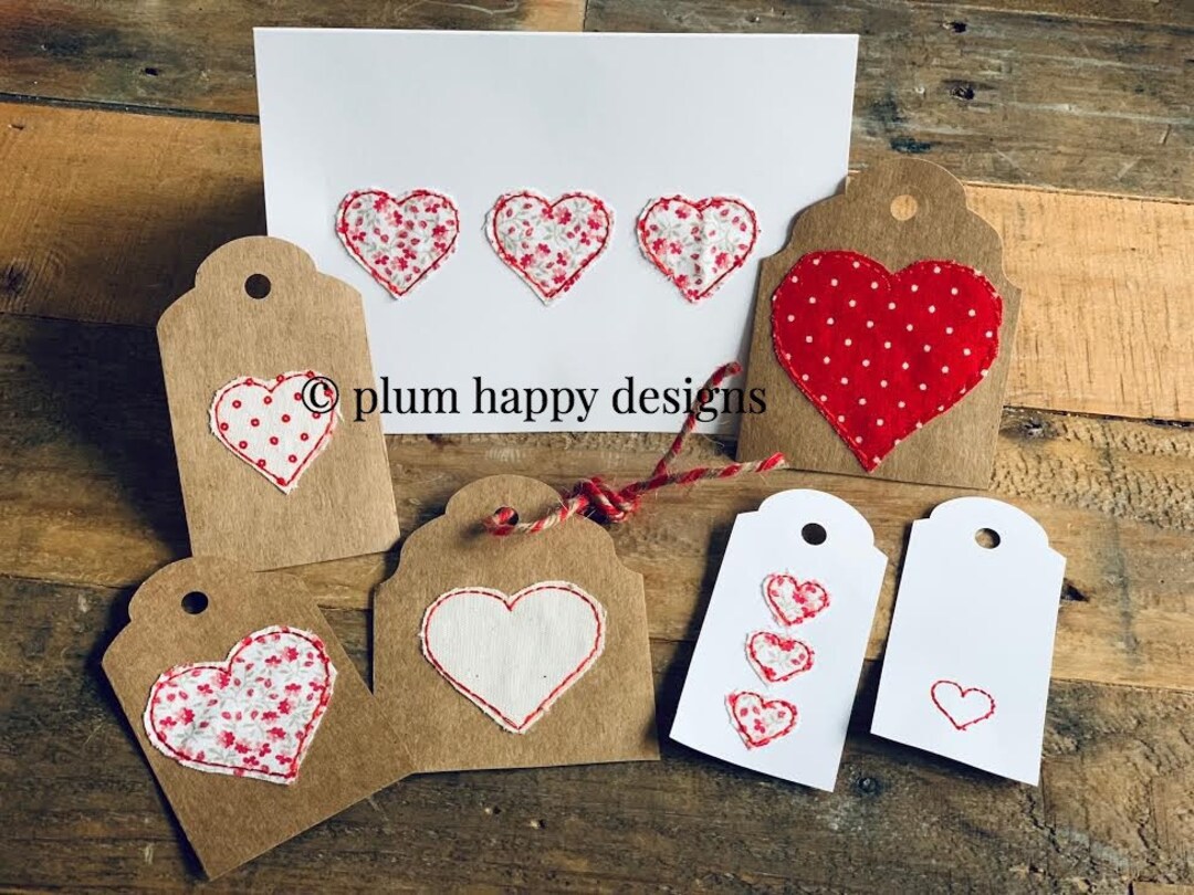 Mini Single Hearts for Embroidery on Gift Tags and Greeting Cards Love ...
