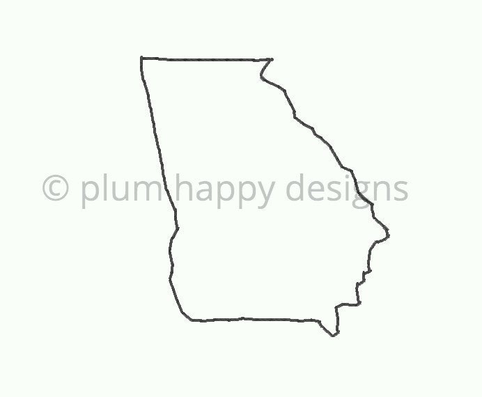 Vintage Georgia Outline With Optional Peach or Stitch Fill-in | Etsy