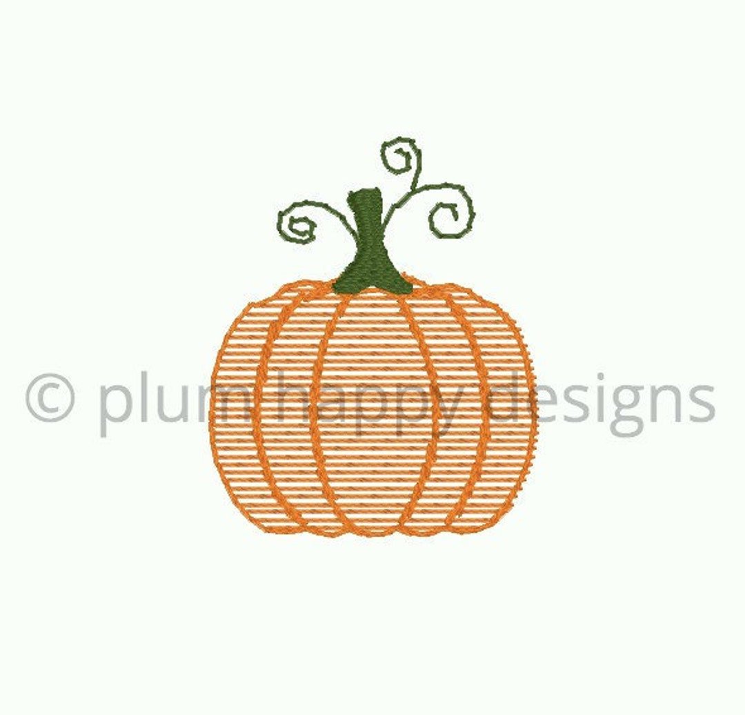Pumpkin Mini Vintage Fall Autumn Thanksgiving Sketch Fill Stitch ...