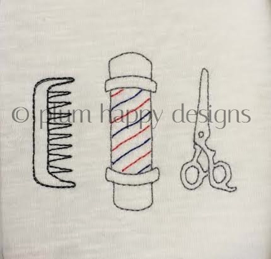 Barber Shop Trio Comb Barber Shop Pole Scissors Haircut Vintage Bean ...