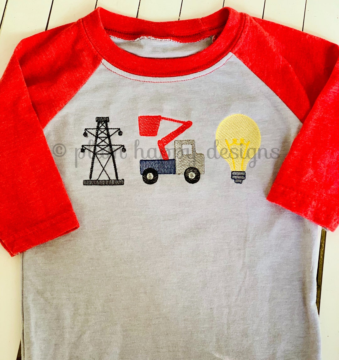 Lineman Trio Power Lines Light Bulb Bucket Truck Electricity Pylon ...