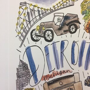 Detroit Handlettered Watercolor Wall Art Print 8x10 // Guardian ...