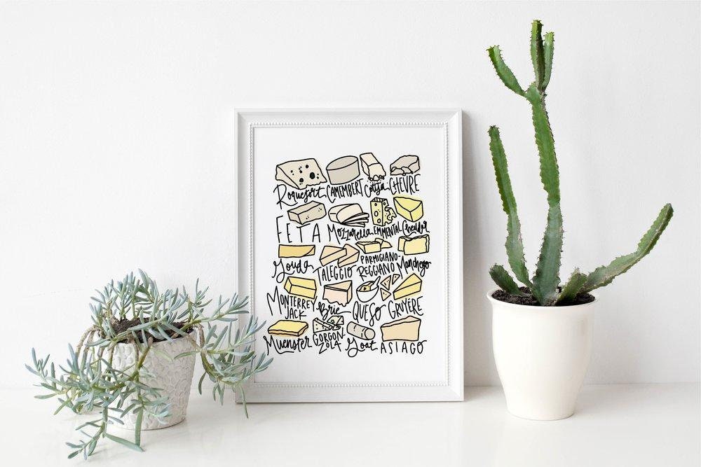 Cheeses Cheese Lover Wall Art Print | Customizable 5x7 8x10 11x14 - Etsy