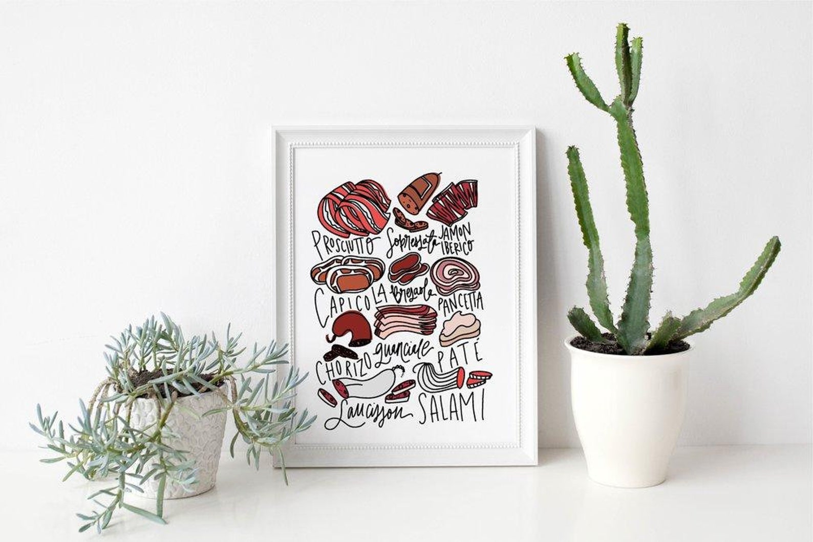 Cured Meats Charcuterie Board Lover Wall Art Kitchen Decor | Etsy