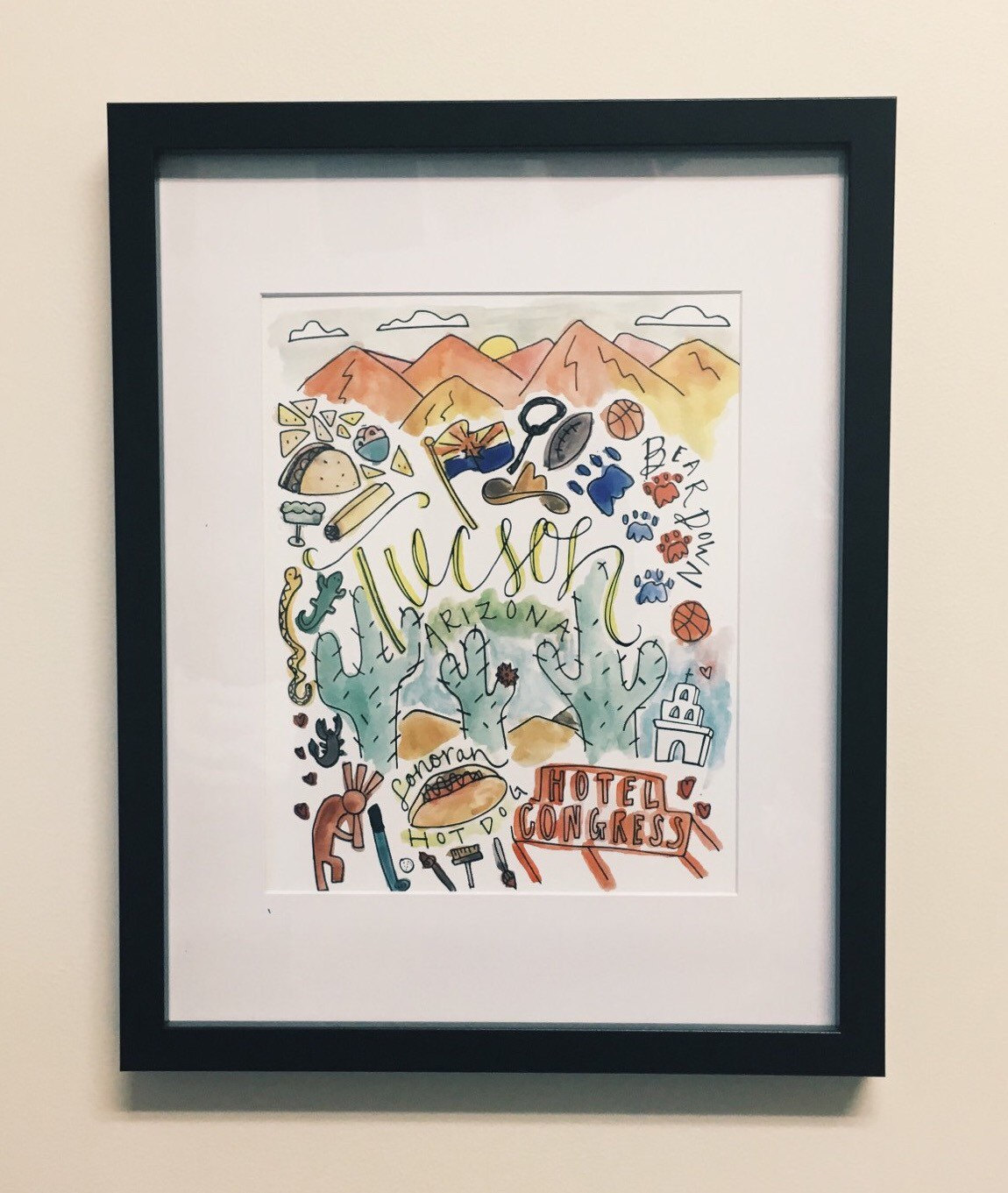 Tucson Arizona AZ Illustration Watercolor Wall Art Print Gift | Etsy