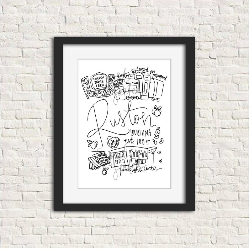 Ruston Black and White Digital Download Art Print - Etsy