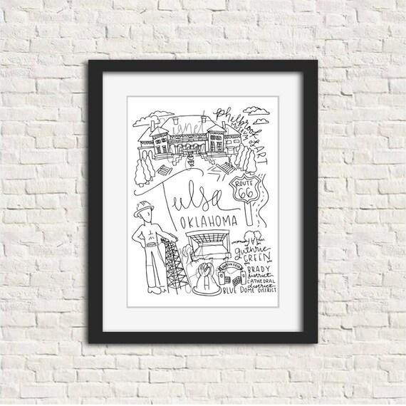 Tulsa Black and White Digital Download Art Print - Etsy