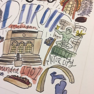 Detroit Handlettered Watercolor Wall Art Print 8x10 // Guardian ...