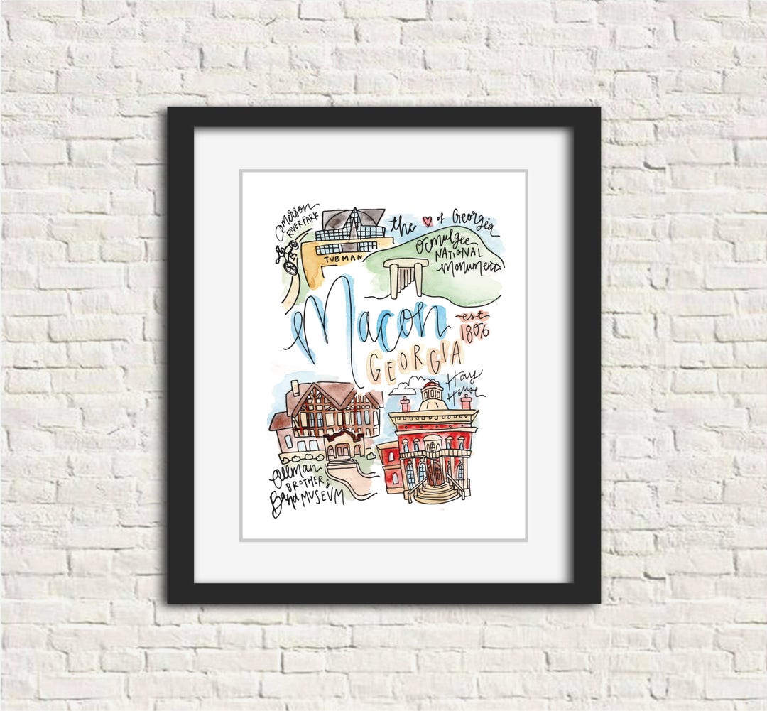 Macon, Georgia Wall Art Watercolor Print | Birthday/graduation/wedding ...