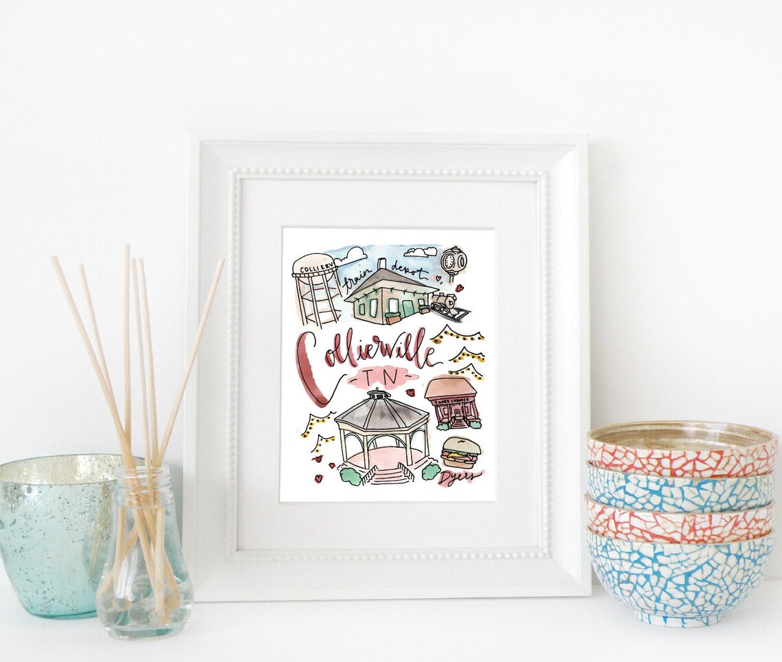 Collierville, TN 8x10 Art Print // Tennessee Collierville Gazebo Silver ...