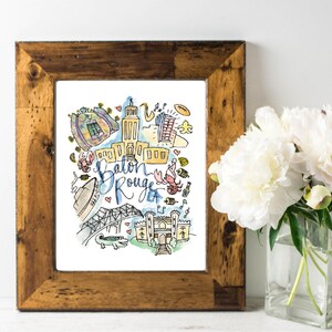 Baton Rouge, LA Louisiana Art Print 8x10 Watercolor City Illustration ...