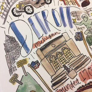 Detroit Handlettered Watercolor Wall Art Print 8x10 // Guardian ...